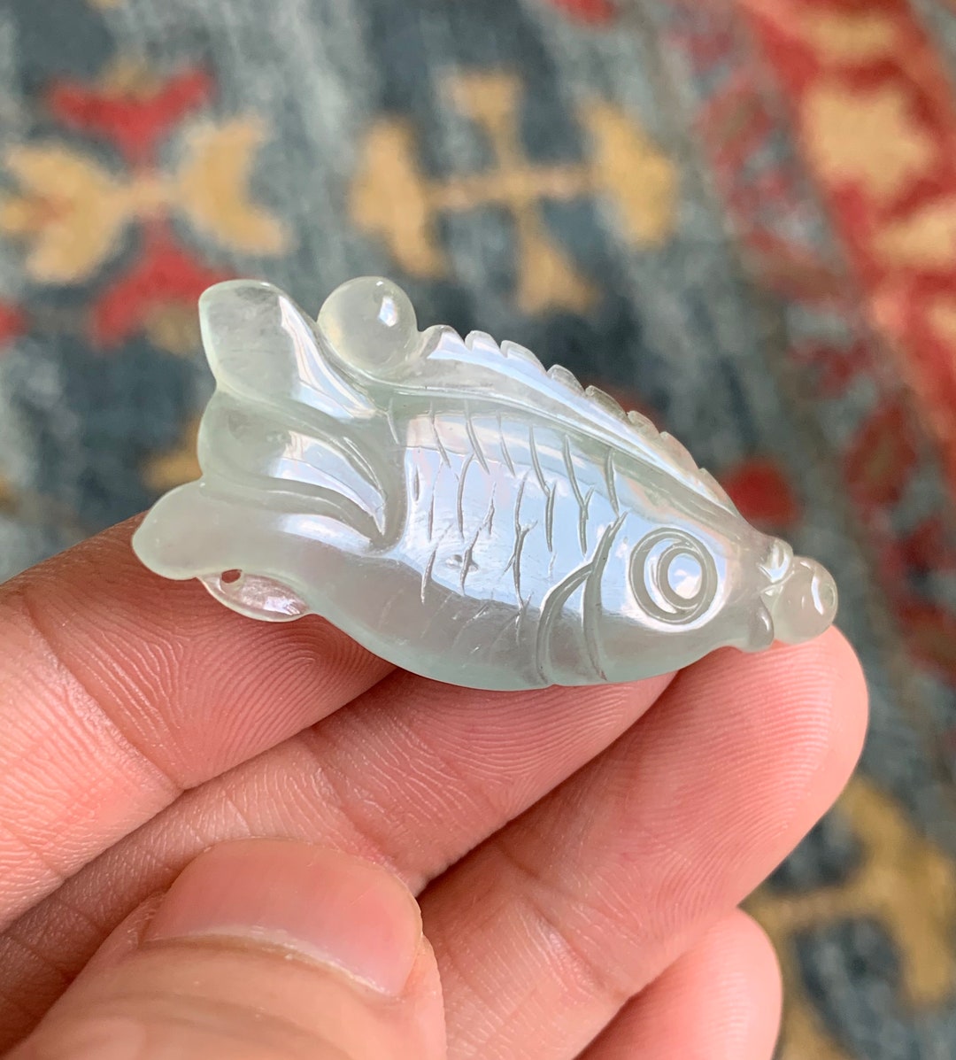 Icy Koi Fish Jadeite Pendant Certified 100% Natural Grade A - Etsy