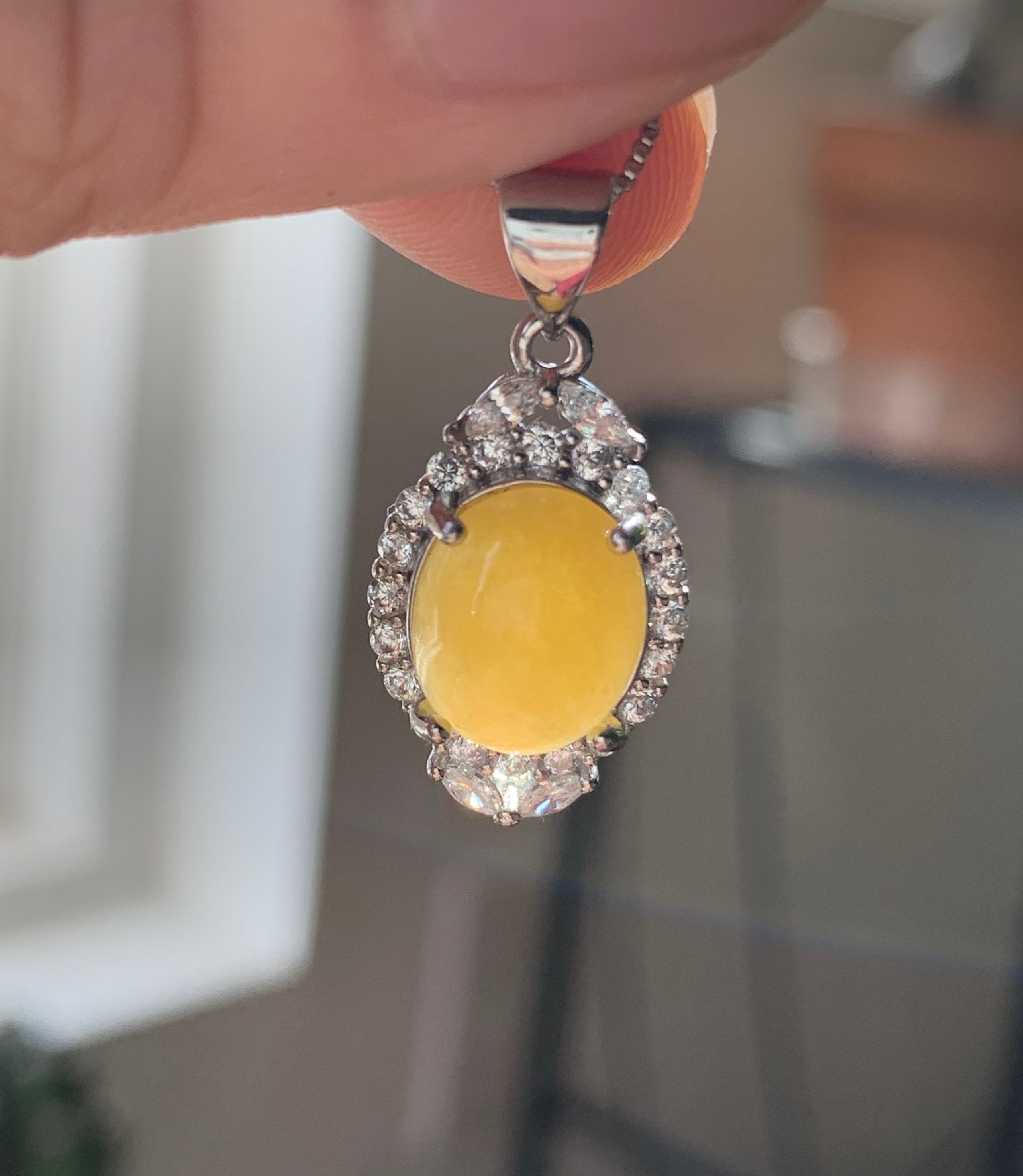Yellow Jadeite Pendant Necklace Certified 100% Natural Grade A - Etsy