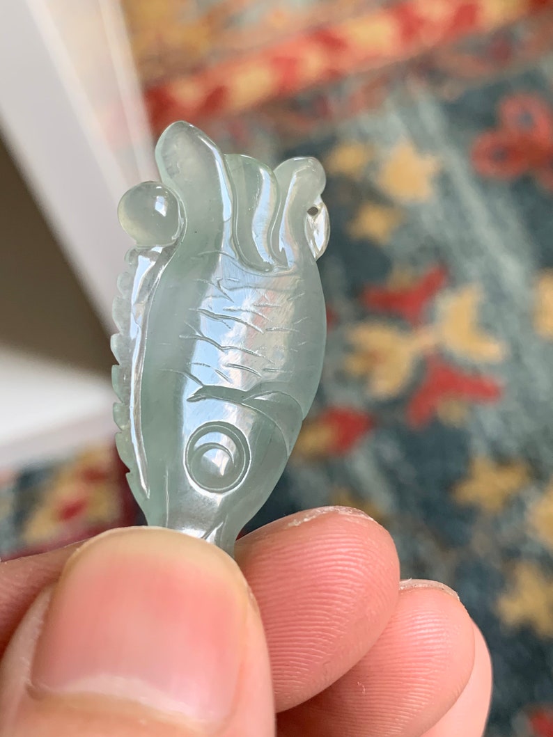 Icy Koi Fish Jadeite Pendant Certified 100% Natural Grade A - Etsy