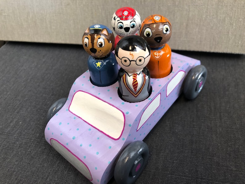 Handpainted Wooden Peg Doll Toy Car With or Without Peg Dolls - Etsy