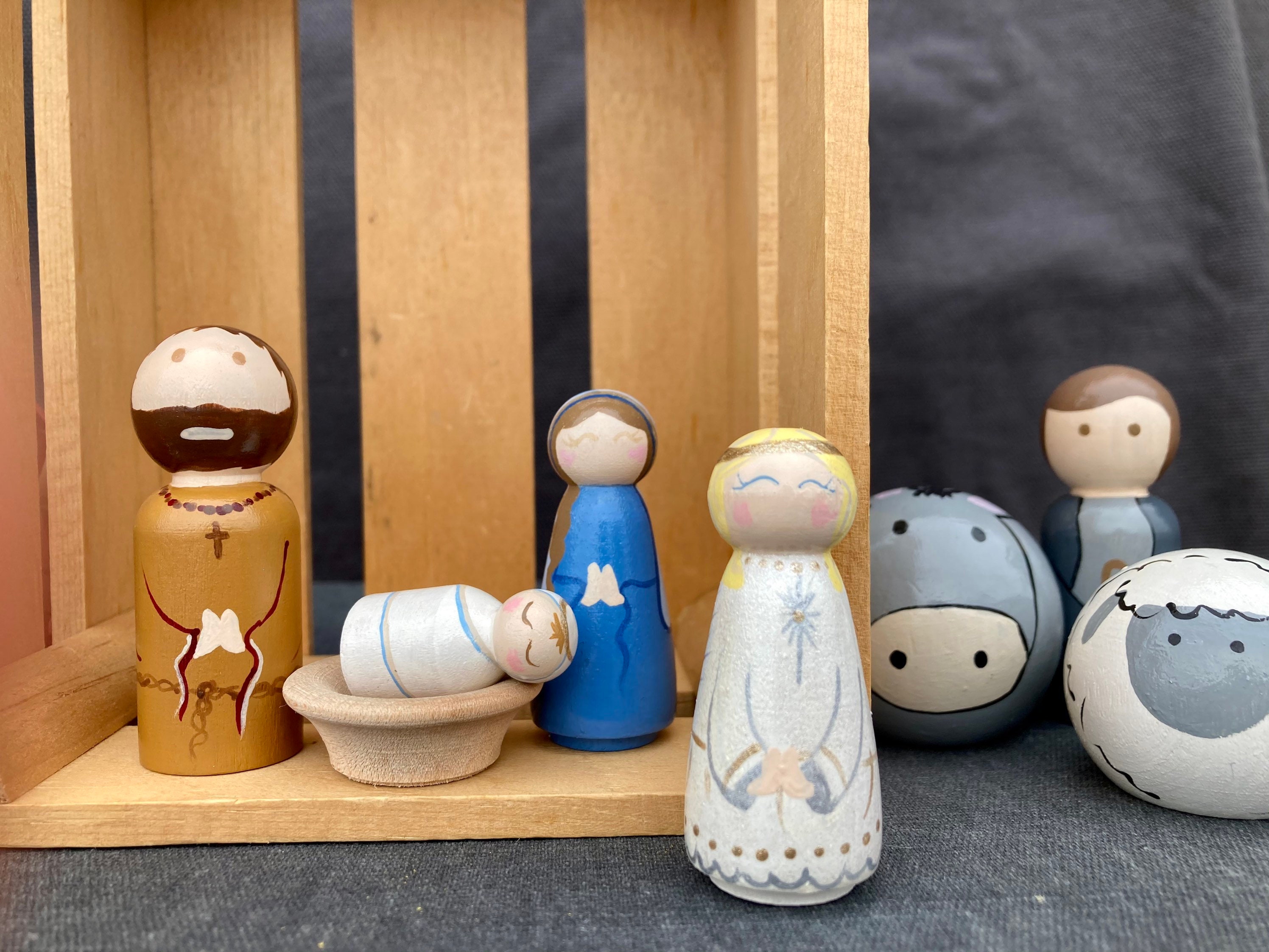 Nativity Scene Holiday Christmas Wooden Handpainted Peg Dolls - Etsy