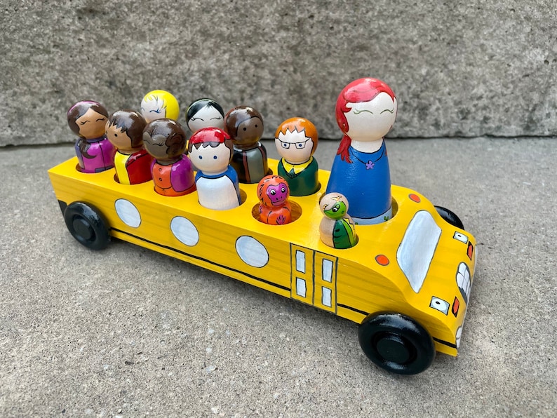 The Magic School Bus RIDES AGAIN Handpainted Wooden Peg Doll Toys With ...