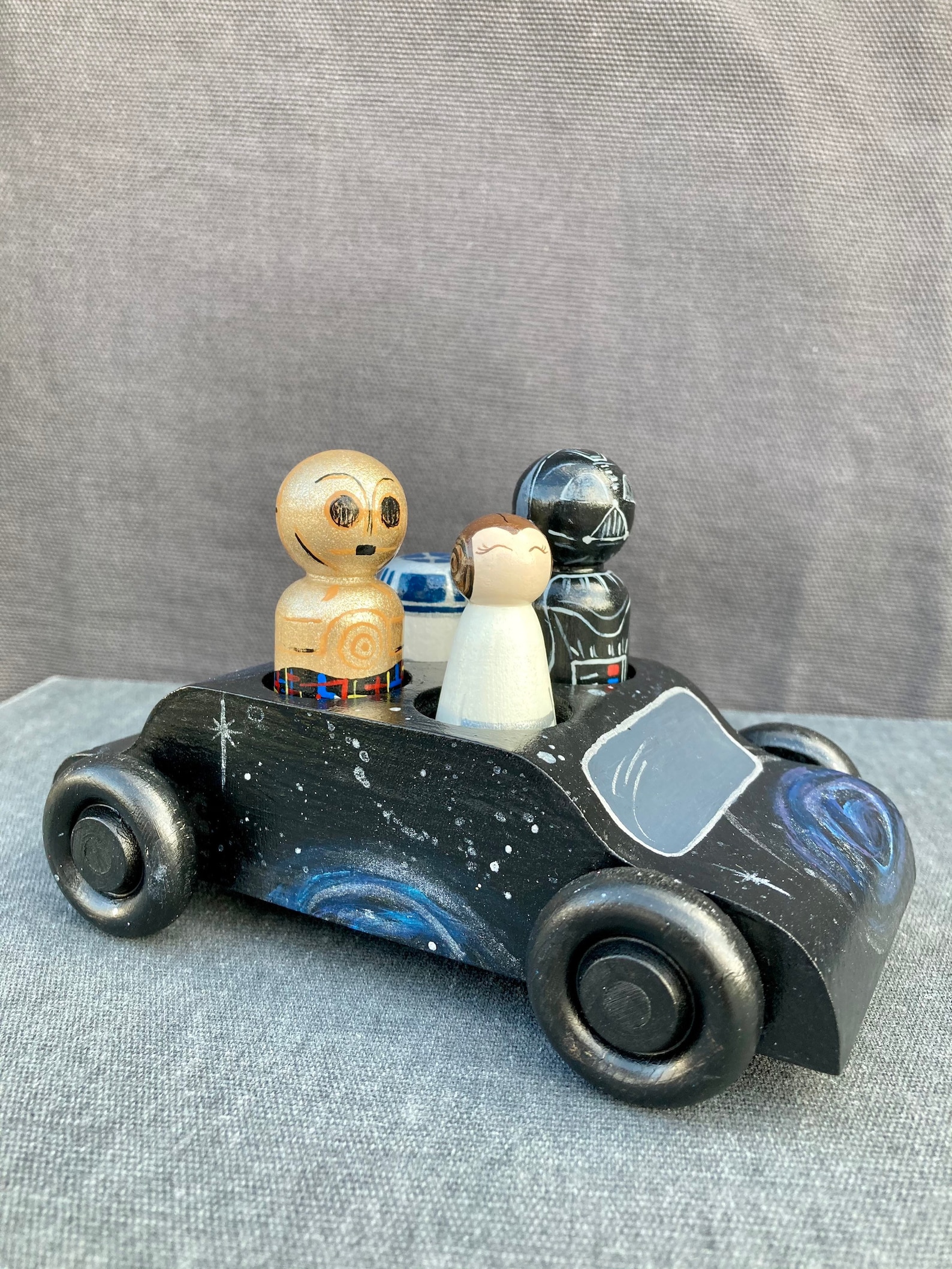 Handpainted Wooden Peg Doll Toy Car With or Without Peg Dolls Natural ...