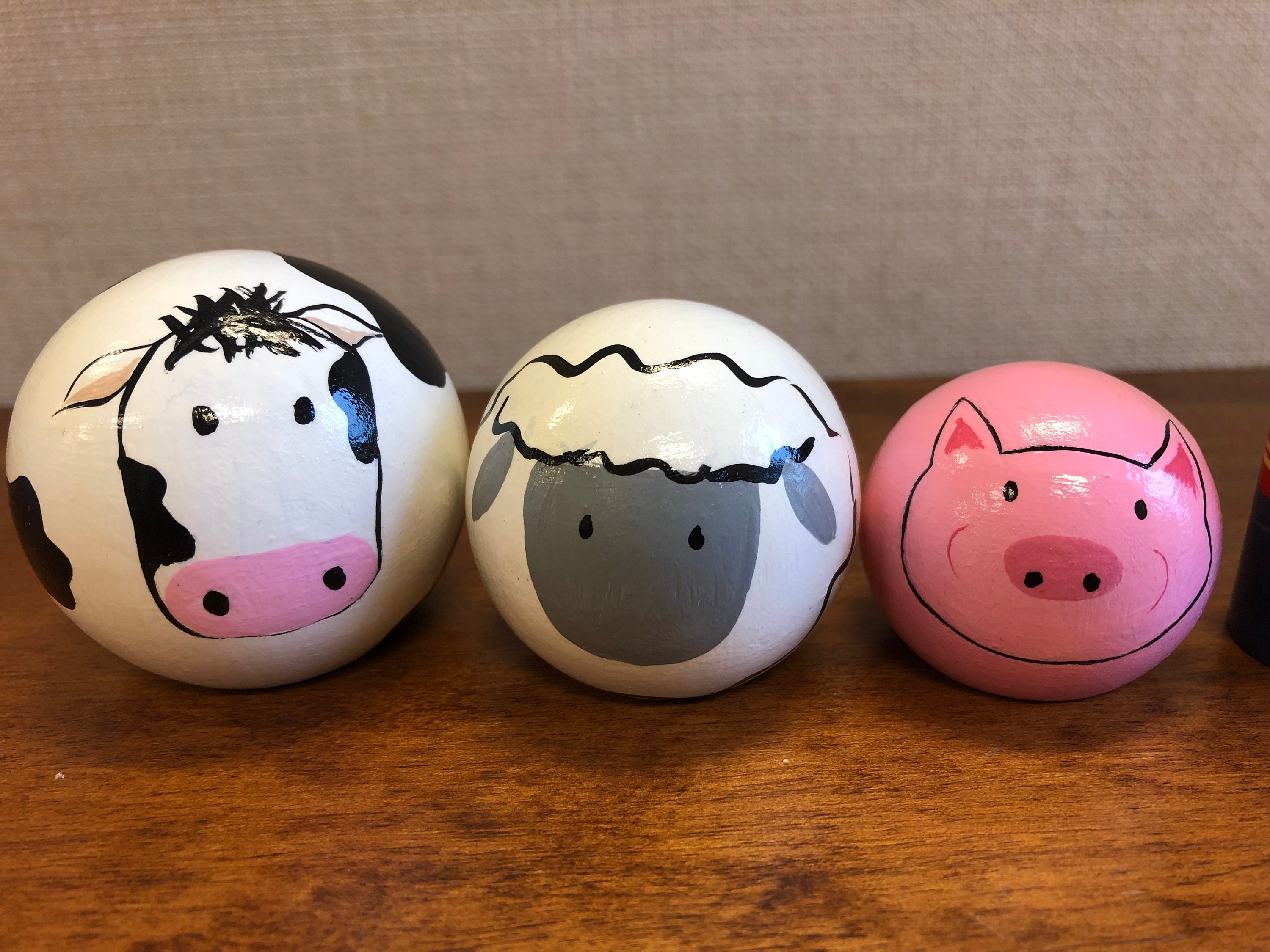 Farmers and Animals Wooden Painted Peg Dolls Toys Handpainted | Etsy