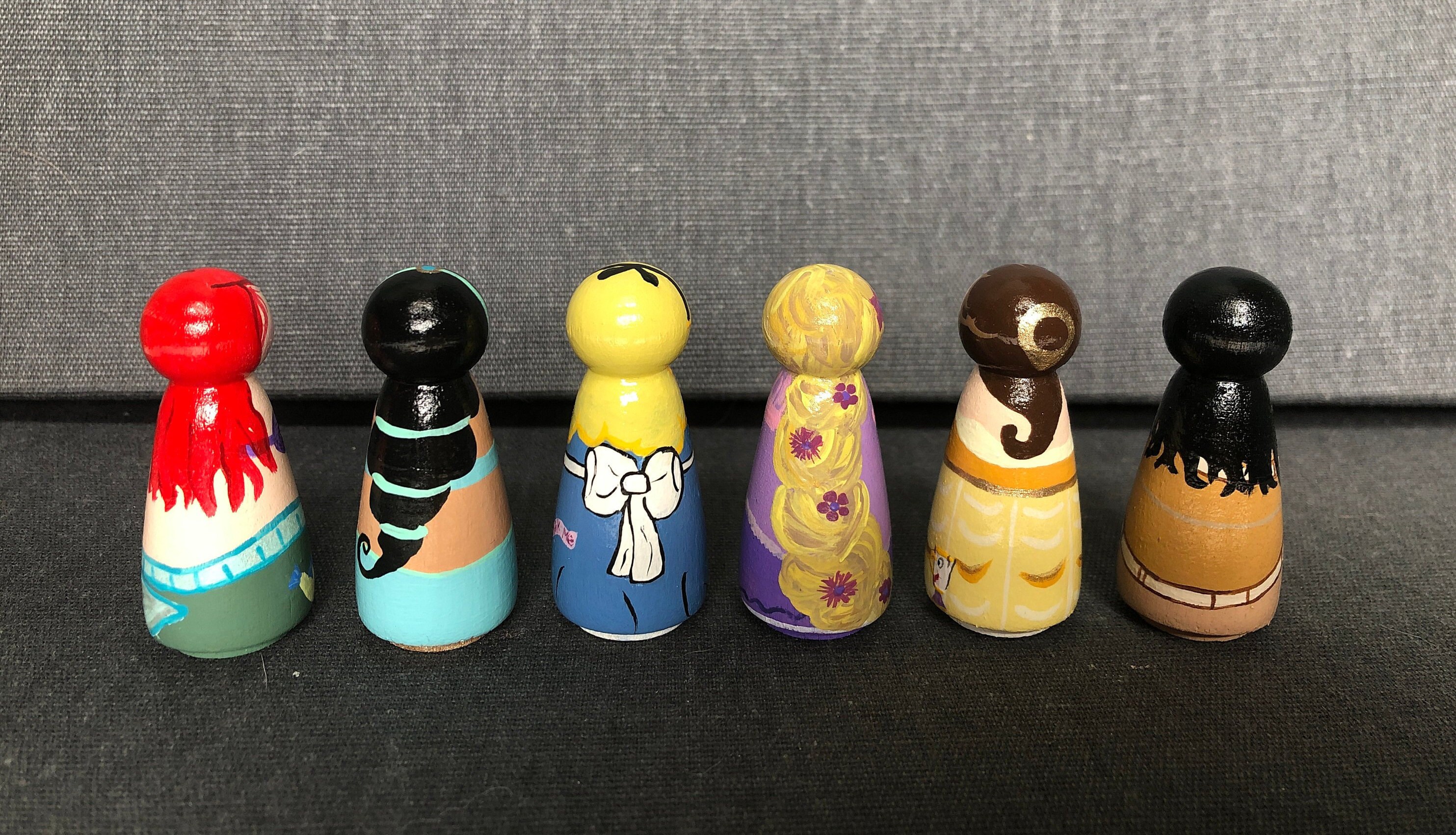 Disney Princesses Wooden Handpainted Peg Dolls | Etsy