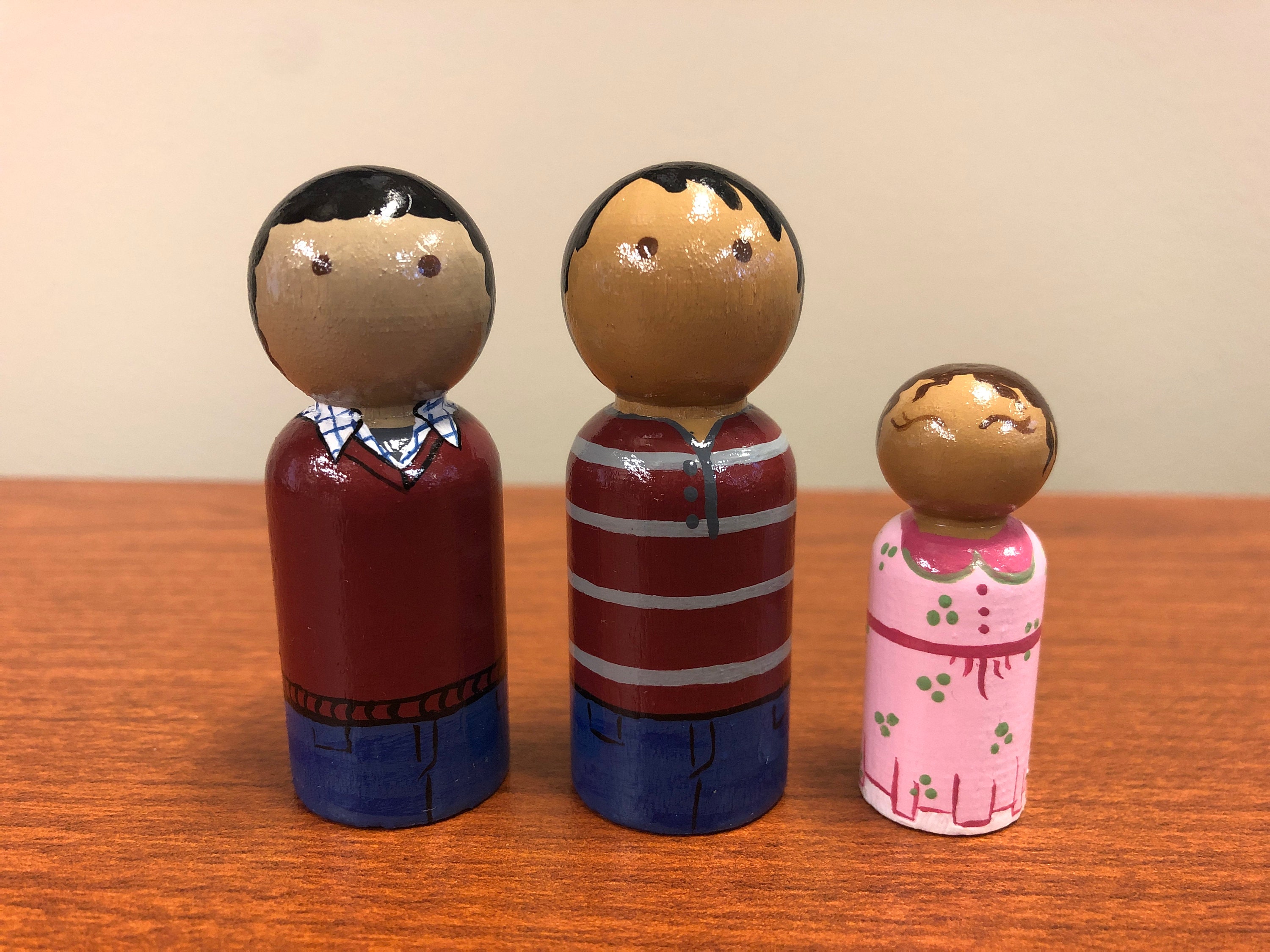 Family Handpainted Wooden Peg Dolls Generic or CUSTOM | Etsy