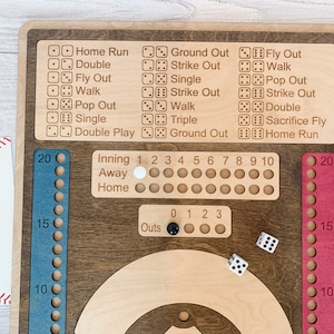 Baseball Dice Game Wooden Board Game, Baseball Lovers Game, Family Game ...