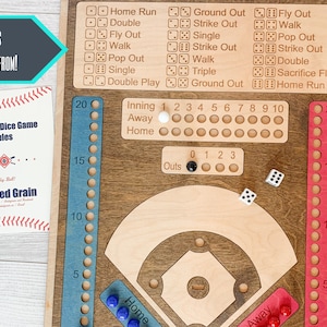 Baseball Dice Game Wooden Board Game, Baseball Lovers Game, Family Game ...
