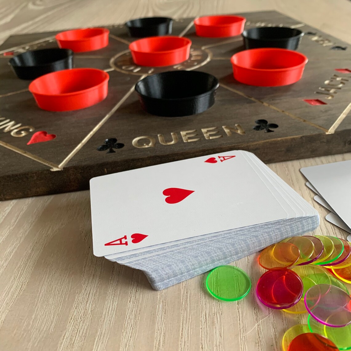 Rummoli Wooden Board Game Removable Cups Card Game - Etsy