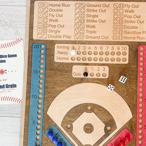 Baseball Dice Game Wooden Board Game, Baseball Lovers Game, Family Game ...