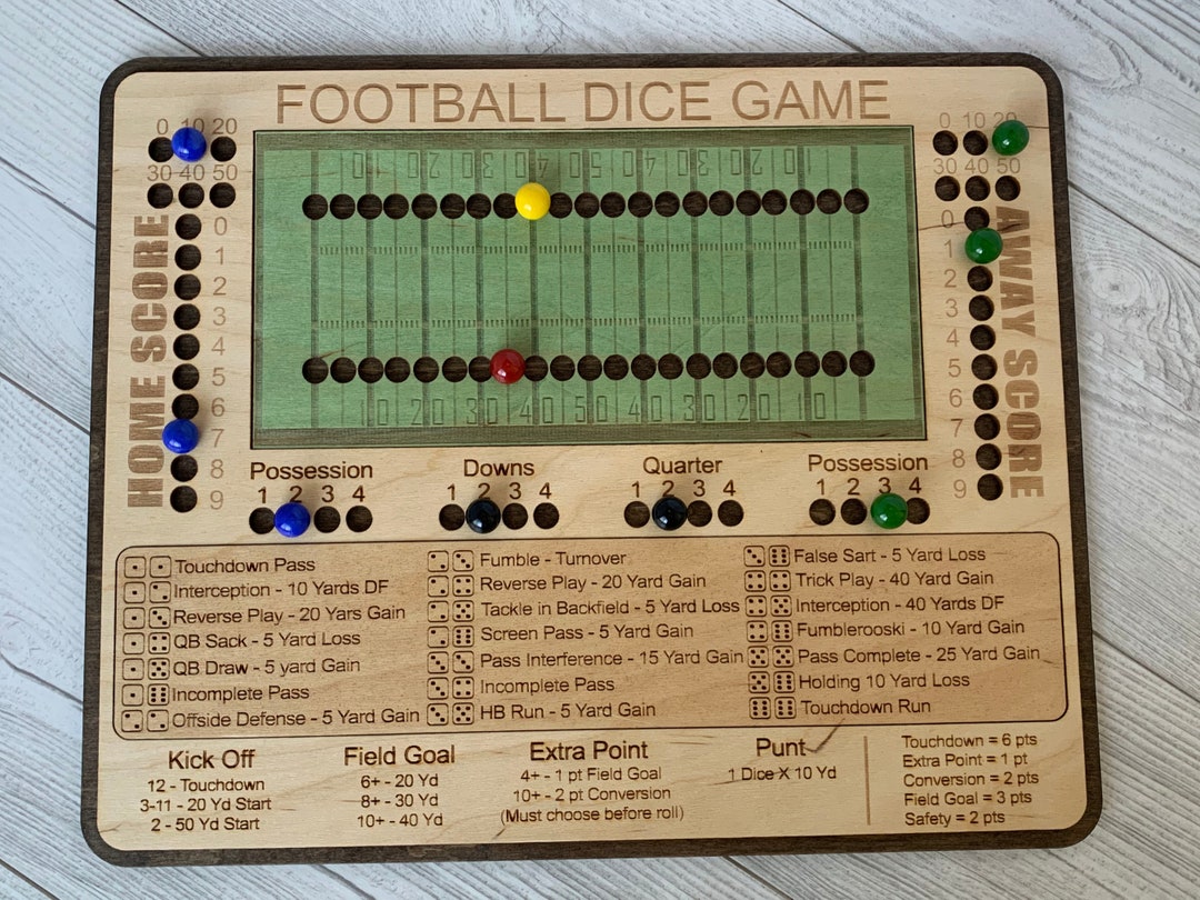 Football Dice Game Wooden Board Game, Family Game Night, Board Game ...