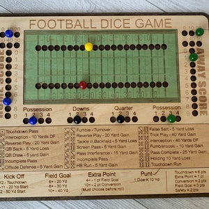 Football Dice Game Wooden Board Game, Family Game Night, Board Game ...