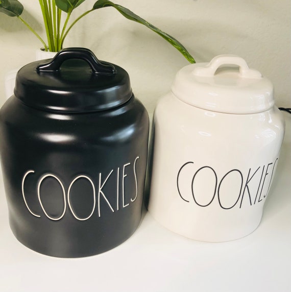 Rae Dunn Cookie Jar white and Black. | Etsy