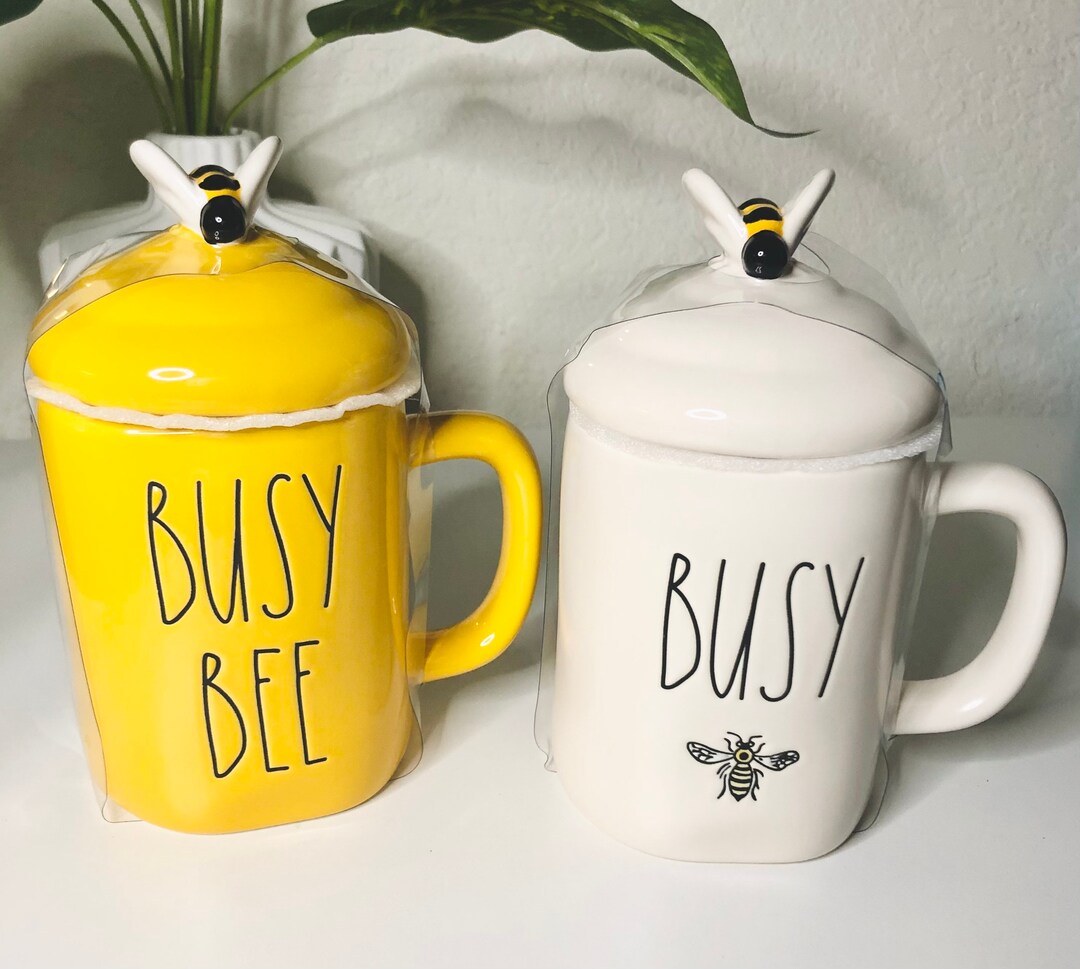 Rae Dunn-busy Bee Mug, and Busy Mug With Topper Lid Has a Cute Little ...