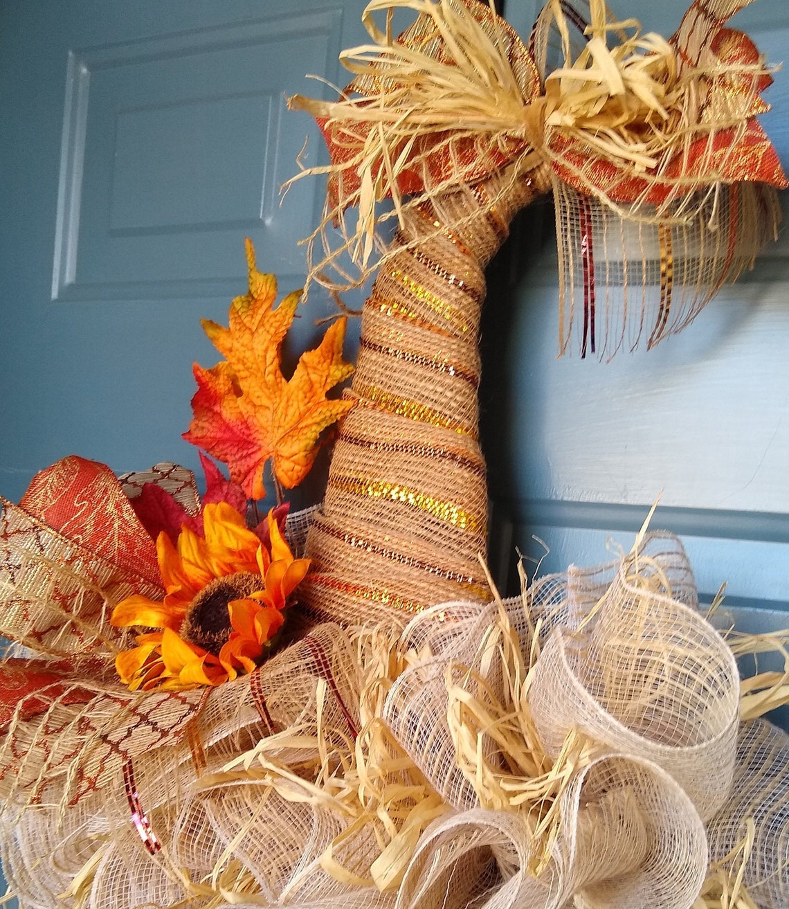 PRIORITY UPGRADE on This Fall Scarecrow Hat Shaped Wreath | Etsy