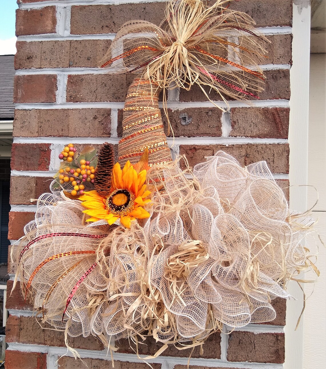 PRIORITY UPGRADE on This Fall Scarecrow Hat Shaped Wreath | Etsy