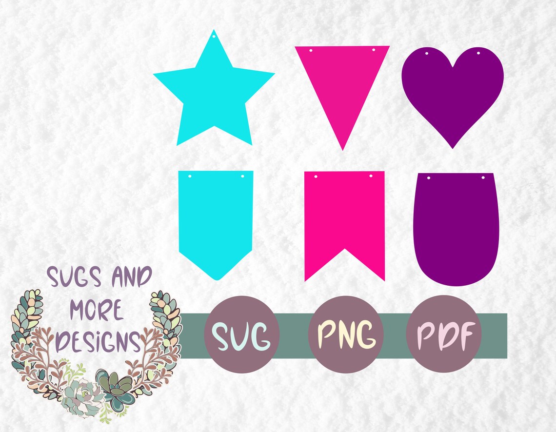 Plantilla de banner de banderín svg dxf archivo de corte para | Etsy México