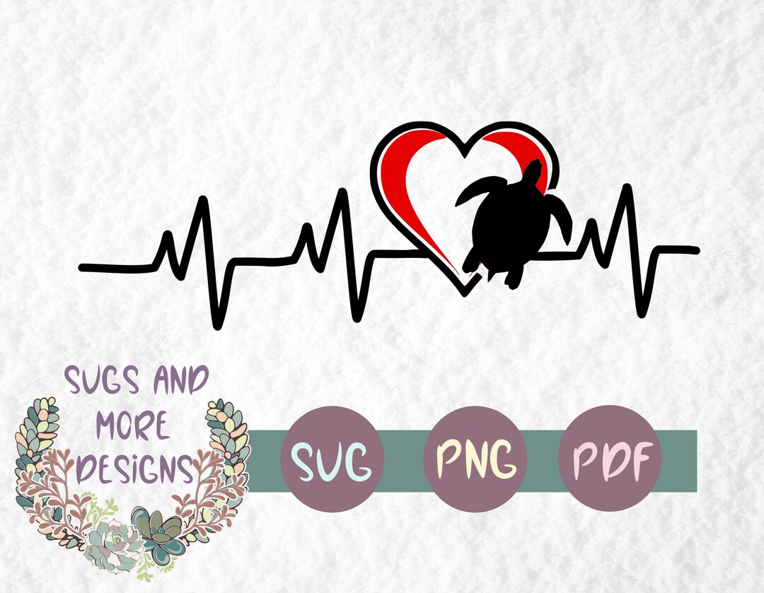 Heartbeat of a Turtle Lover,turtle Svg,heartbeat Svg,turtle Mom,gift ...