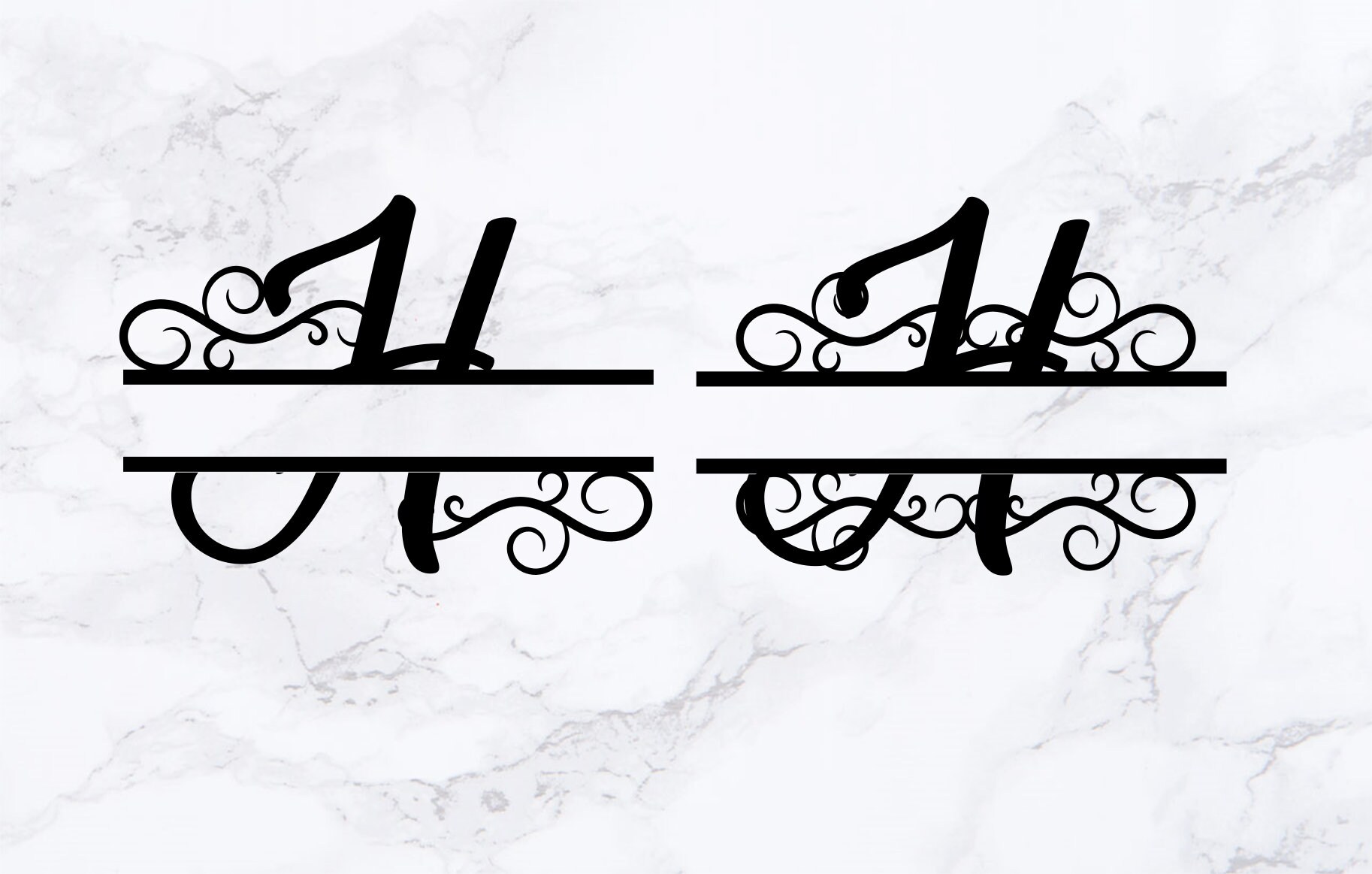Split monogram letter H file svg dxf cutting file for cameo | Etsy