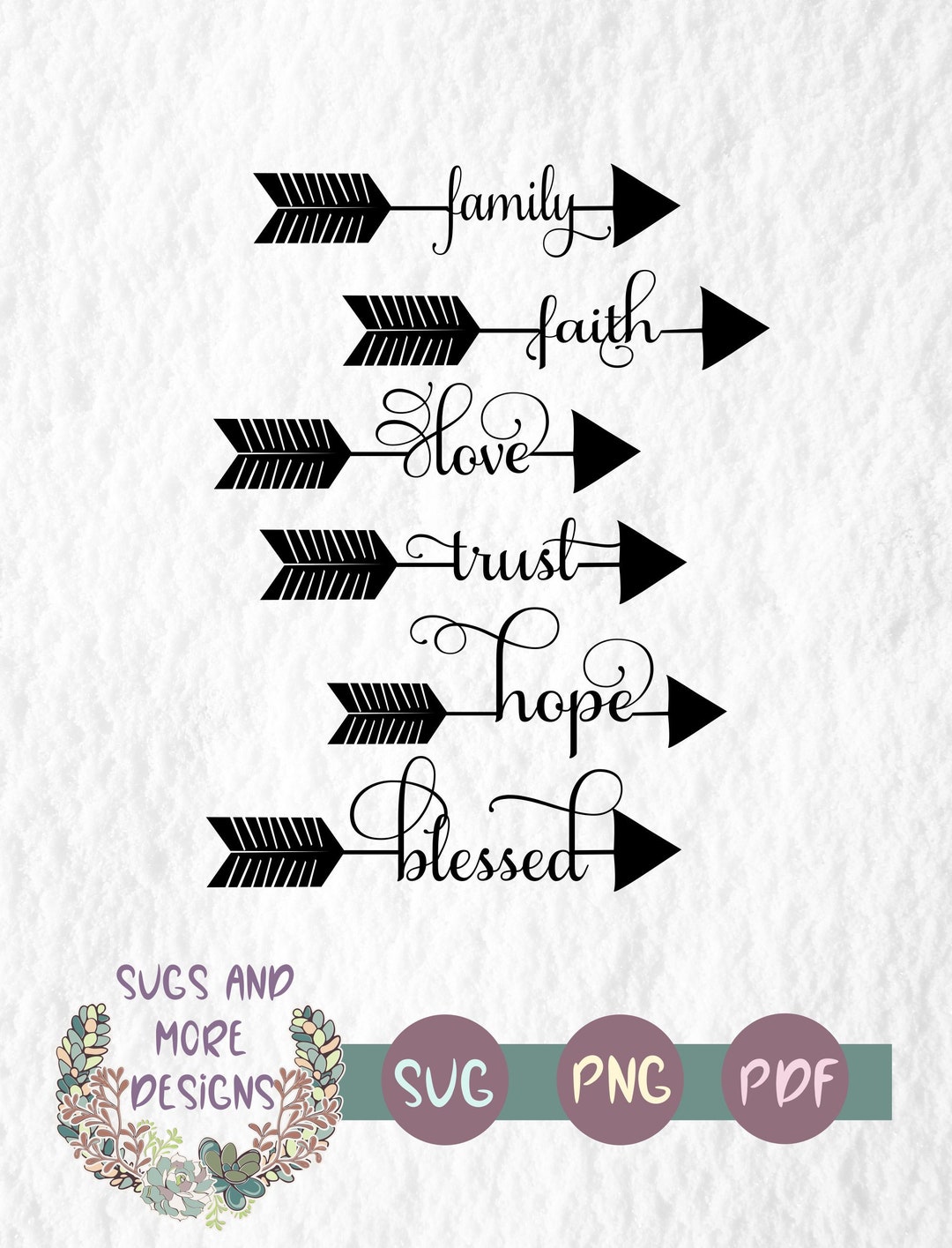 Arrow Words Svg,faith Arrow Svg,family Arrow Svg,christian Cutting File ...