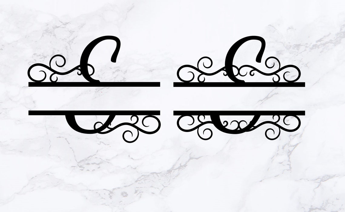 Split Monogram Letter E File Svg Dxf Cutting File for Cameo | Etsy