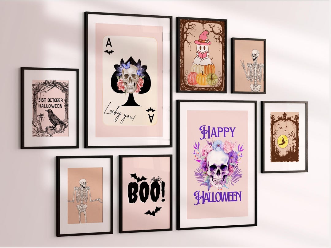 8 Trendy Halloween Printable Wall Art, Spooky Home Decor, Cute Ghost ...
