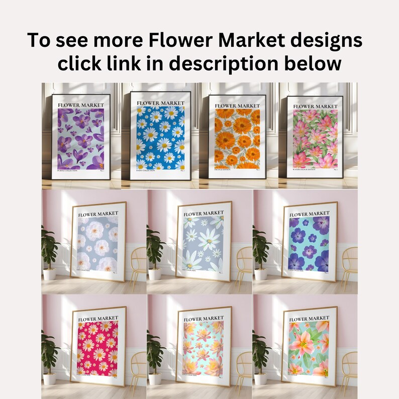Flower Market Printable Flower Market Prints Colourful Modern Art ...