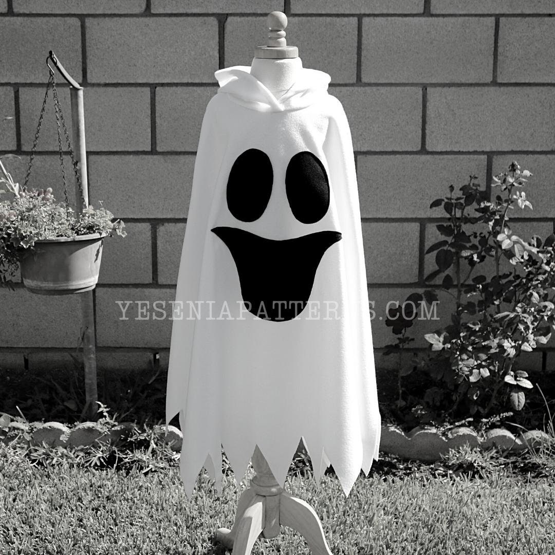 Happy Ghost Poncho With Jagged Edges Halloween Ghost Costume Cape ...