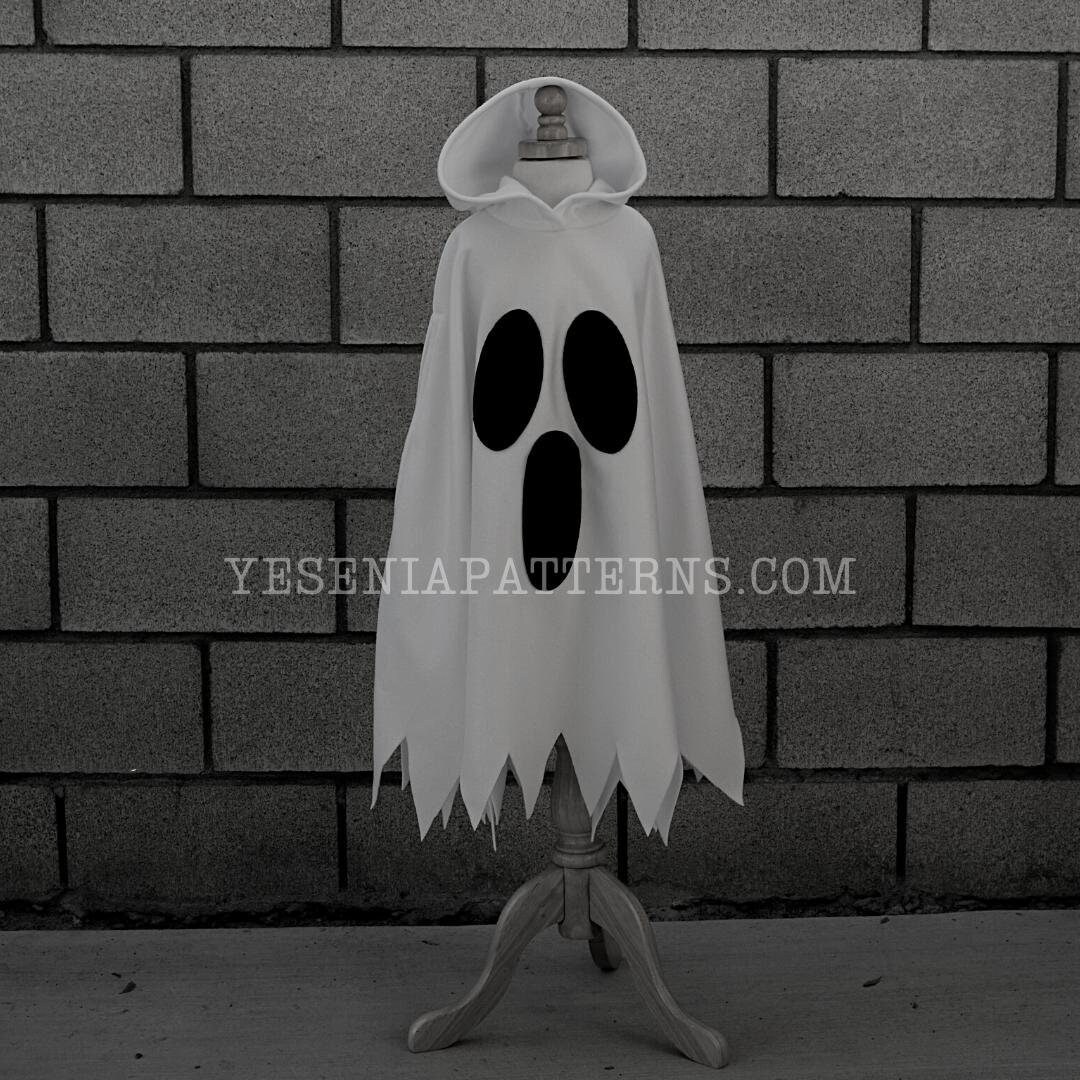 Surprised Ghost Poncho With Jagged Edges - Halloween Ghost Costume Cape ...