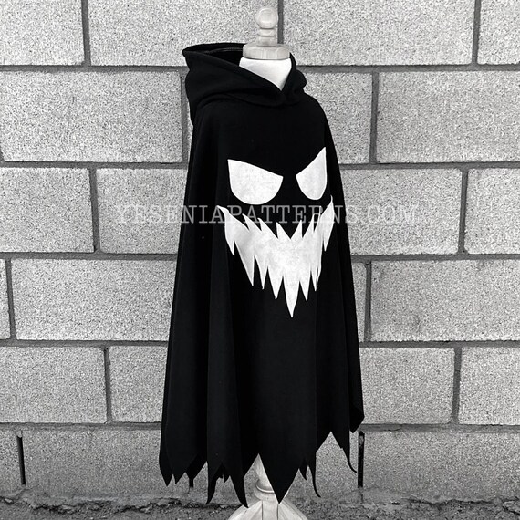 Black Spooky Ghost Poncho With Jagged Edges Halloween Ghost - Etsy