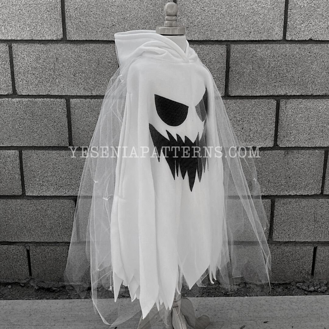 Floating Ghost Poncho With Jagged Edges - Halloween Ghost Costume Cape ...