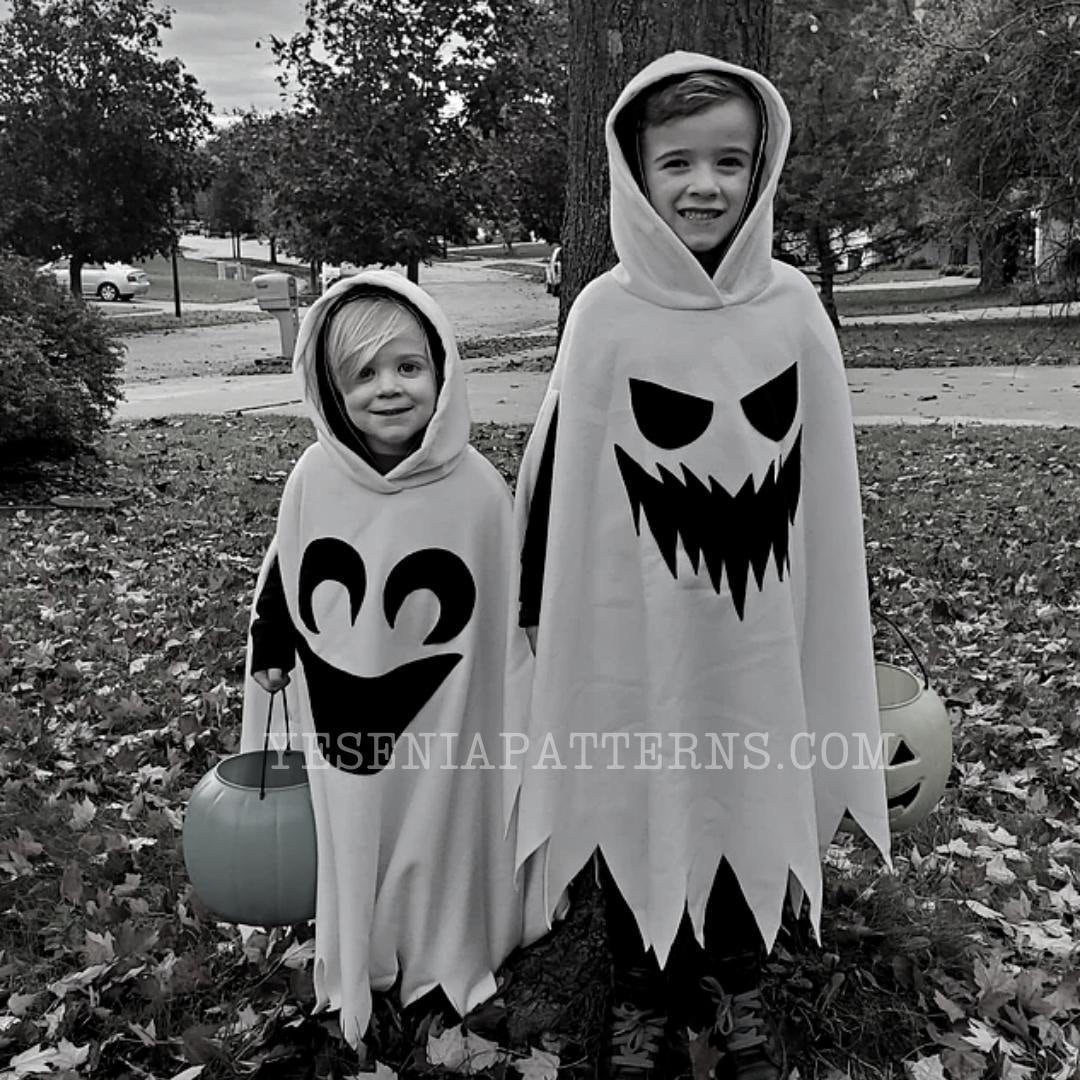 Ghost Poncho With Jagged Edges - Halloween Ghost Costume Cape - Spooky ...