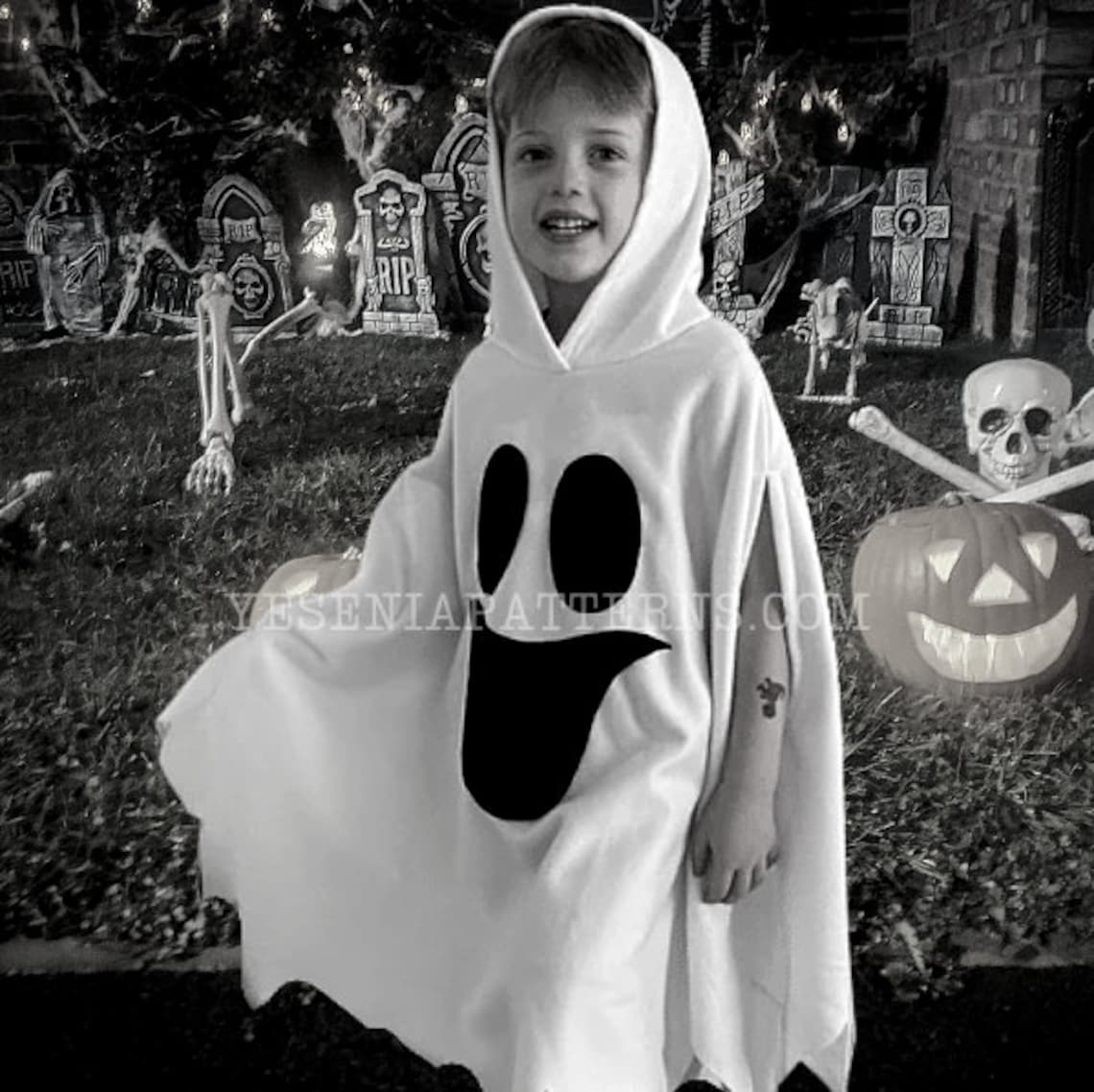 Happy Ghost Poncho With Jagged Edges Halloween Ghost Costume - Etsy