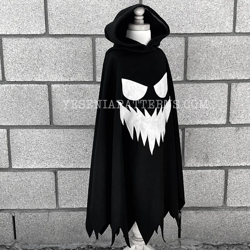 Black Spooky Ghost Poncho With Jagged Edges Halloween Ghost - Etsy
