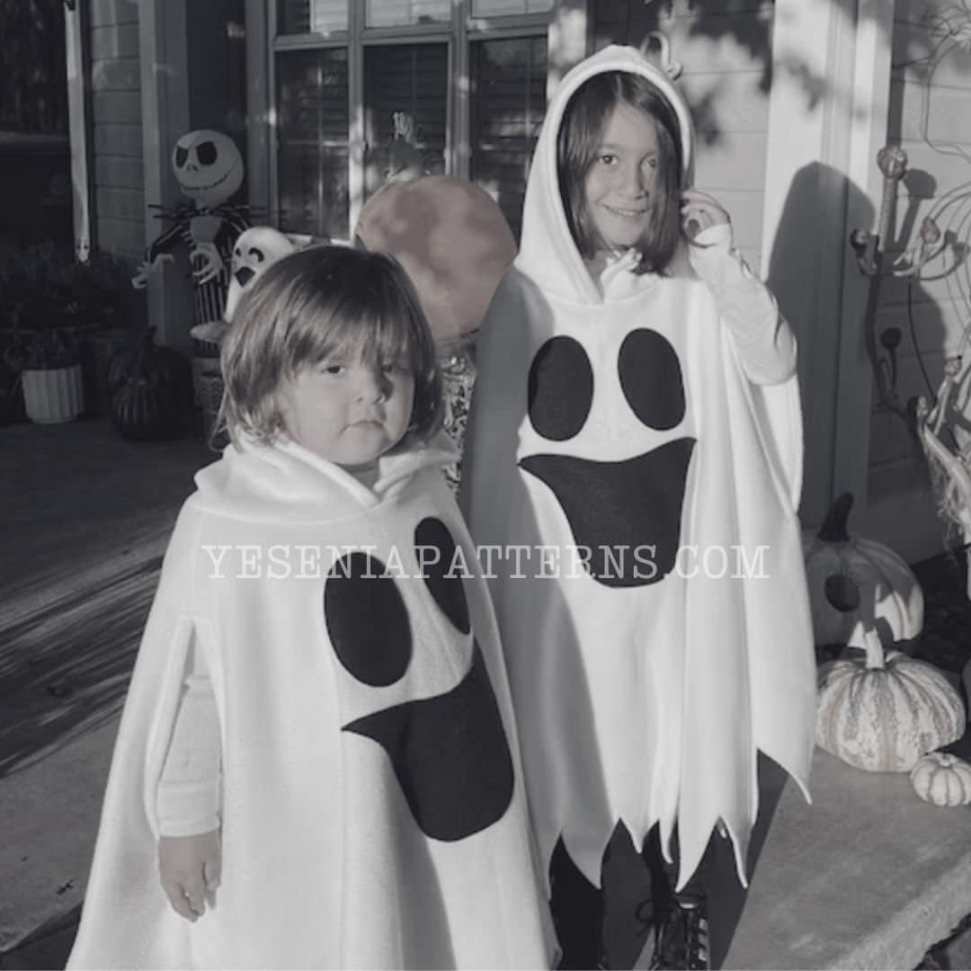 Happy Ghost Poncho With Jagged Edges - Halloween Ghost Costume Cape ...