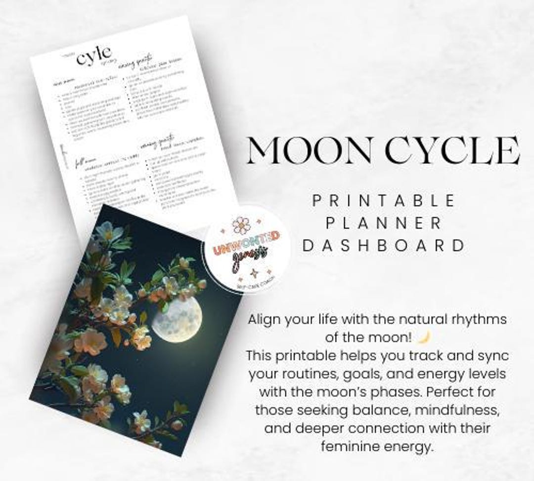 Moon Cycle Syncing Dashboard | Lunar Phase Printable Insert | Feminine ...