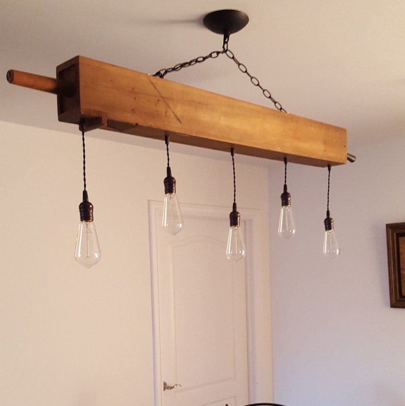 Redsson Handcrafted Wood Organ Pipe Hanging Chandelier Adjustable Farm ...