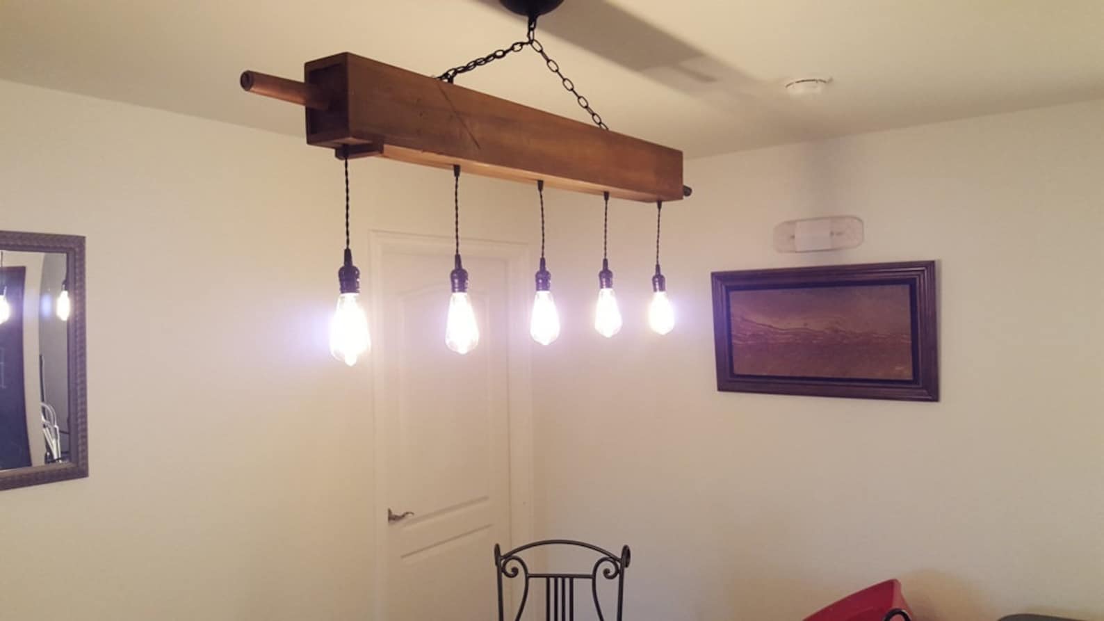 Redsson Handcrafted Wood Organ Pipe Hanging Chandelier Adjustable Farm ...