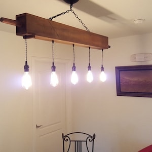 Redsson Handcrafted Wood Organ Pipe Hanging Chandelier Adjustable Farm ...