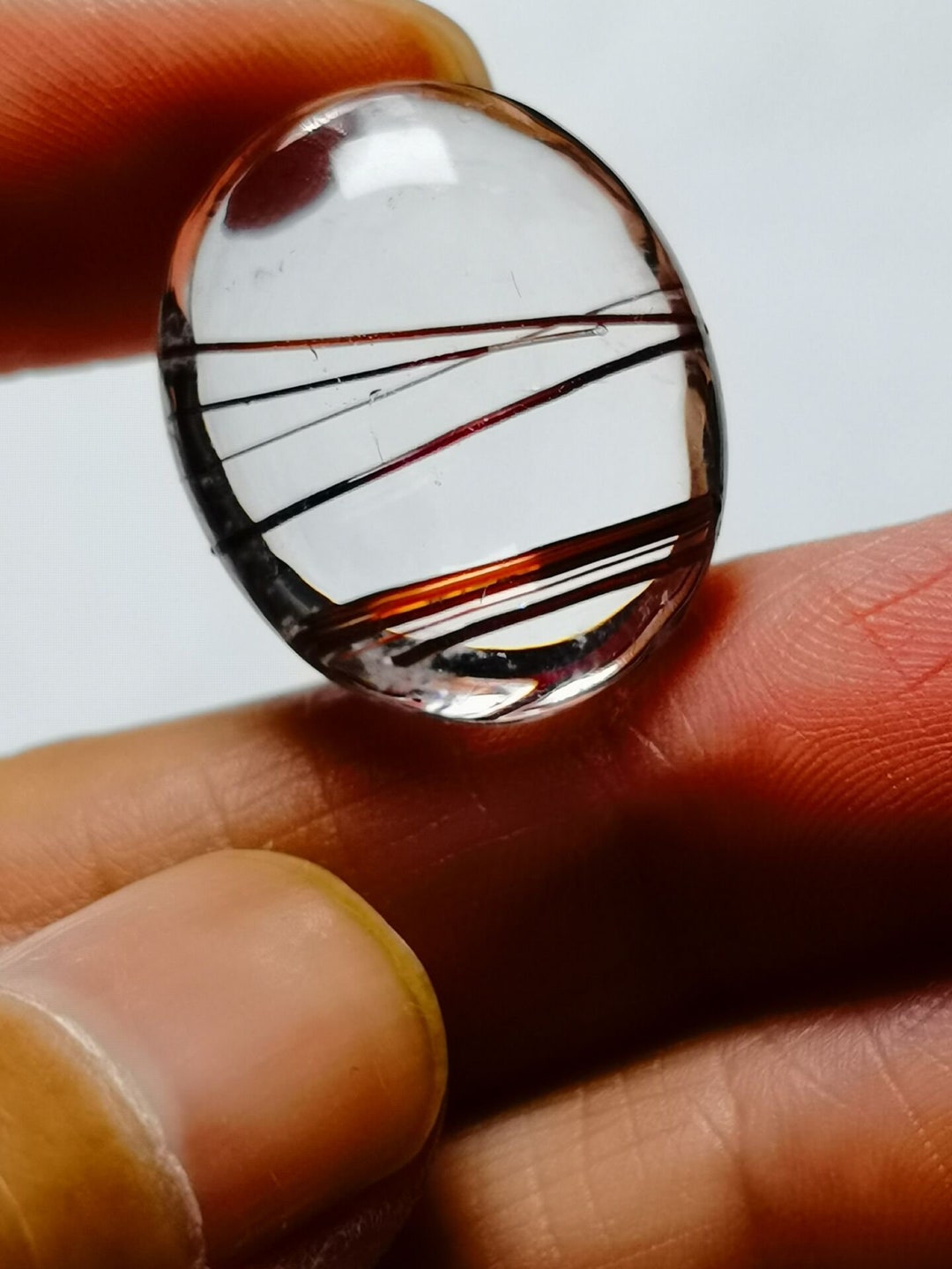 Tibetan High Altitude Clear Red Rutilated Crystal Quartz 0.78 Inch ...