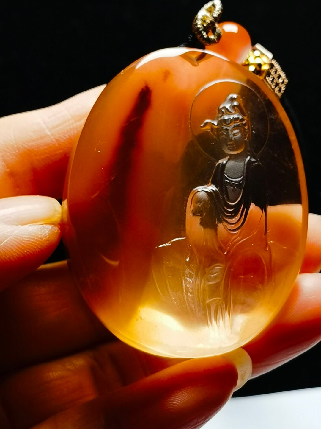 Tibet High Altitude Red Rabbit Hair Crystal Quartz Guanyin Kwan Yin ...