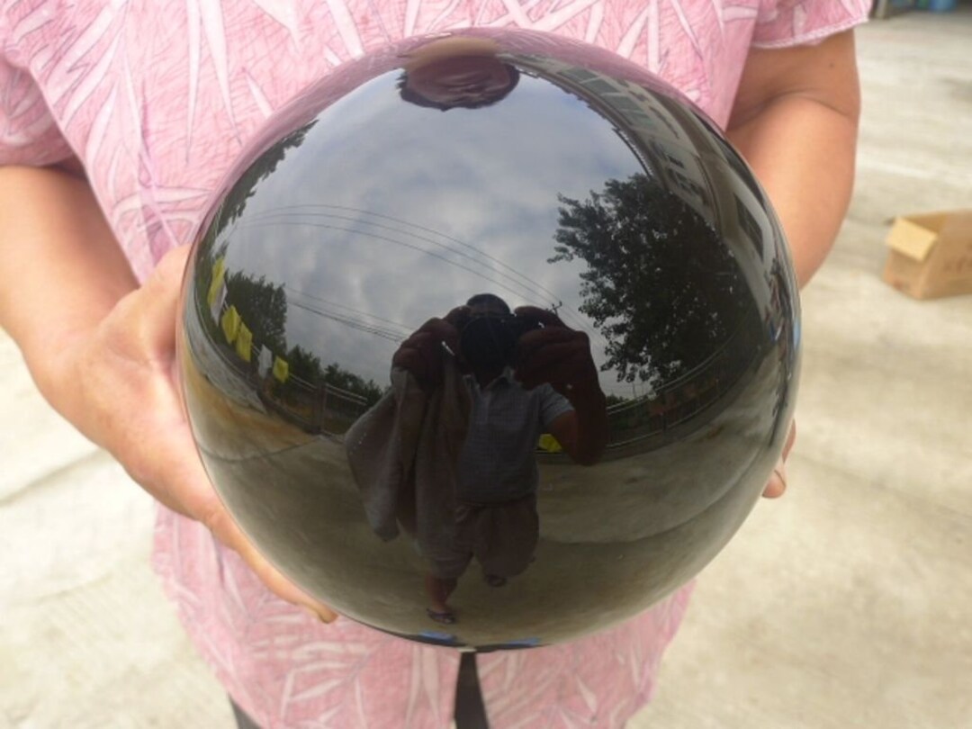 Giant Natural Black Obsidian Crystal Quartz Ball Sphere Orb Gem 8.85 ...