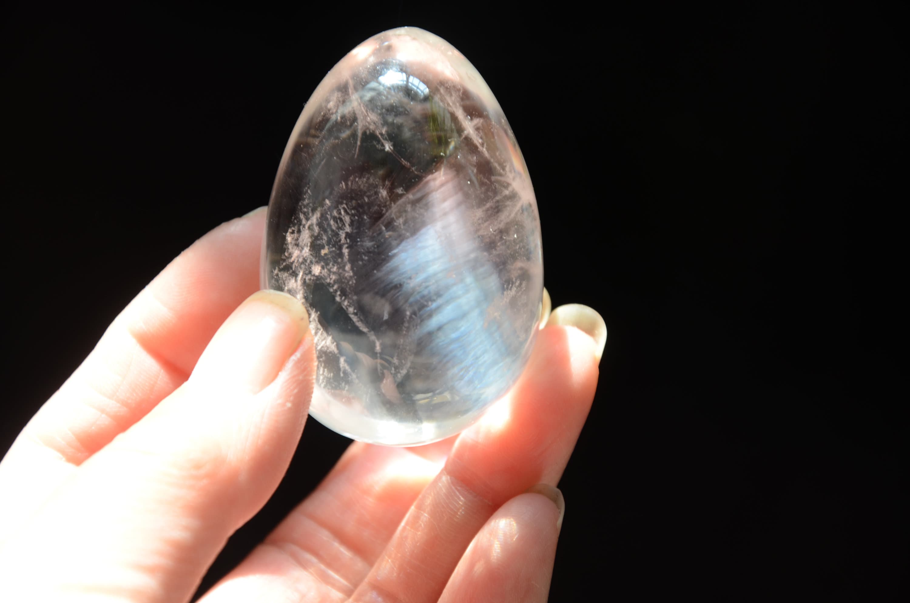 Rare Madagascar Natural Clear Blue Rutile Egg Orb Gem 2 Inch Healing ...