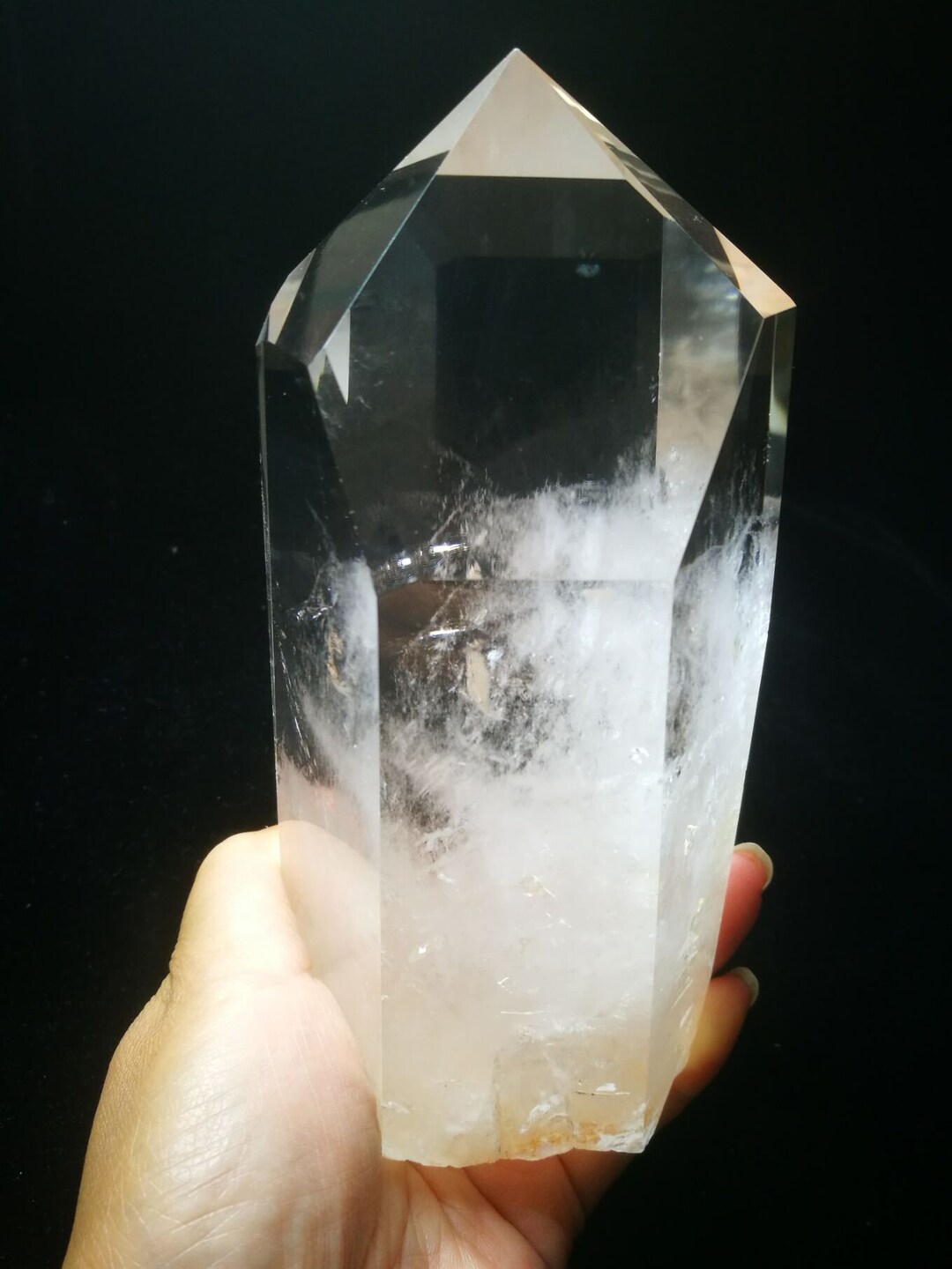 Real Tibetan High Altitude Clear 6 Sided Crystal Quartz Point Wand 6.14 ...