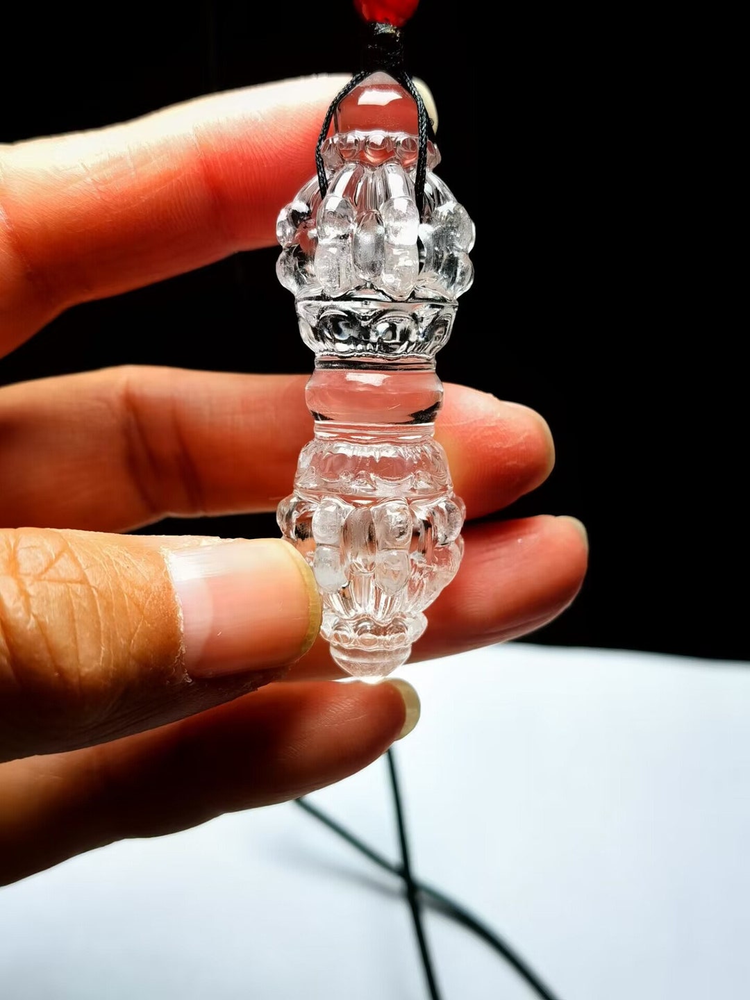 Tibet High Altitude Clear Crystal Quartz 9 Prong Amulet Dorje Phurba ...