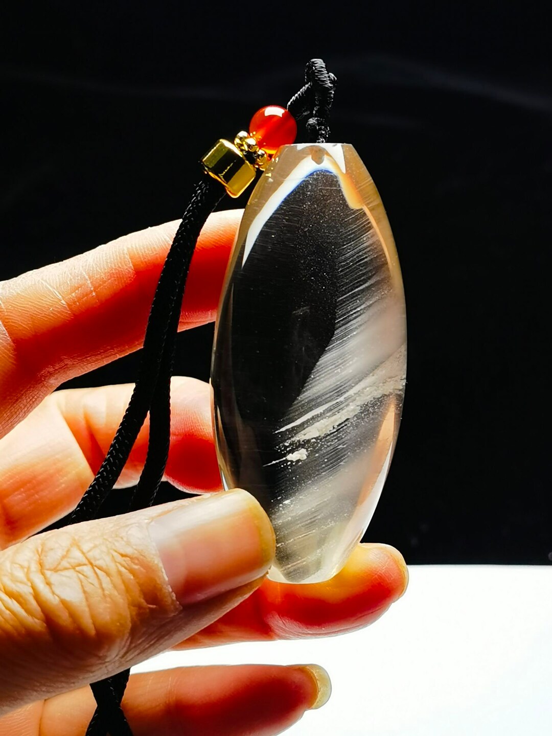 Tibetan High Altitude Clear Phantom Crystal Quartz Pendant 2.24 Inch ...