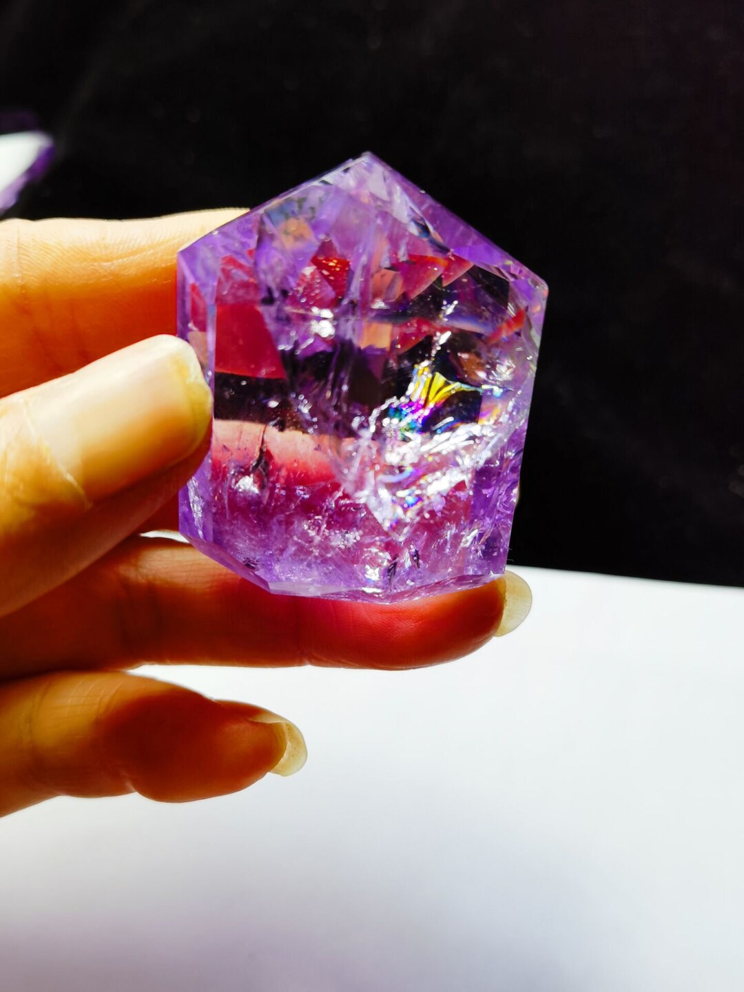 Tibetan High Altitude Amethyst Rainbow Purple Crystal Quartz 6 Side ...