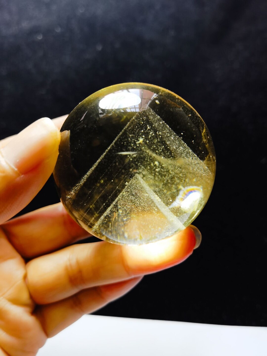 Tibetan High Altitude Clear Phantom Yellow Citrine Crystal Quartz Ball ...