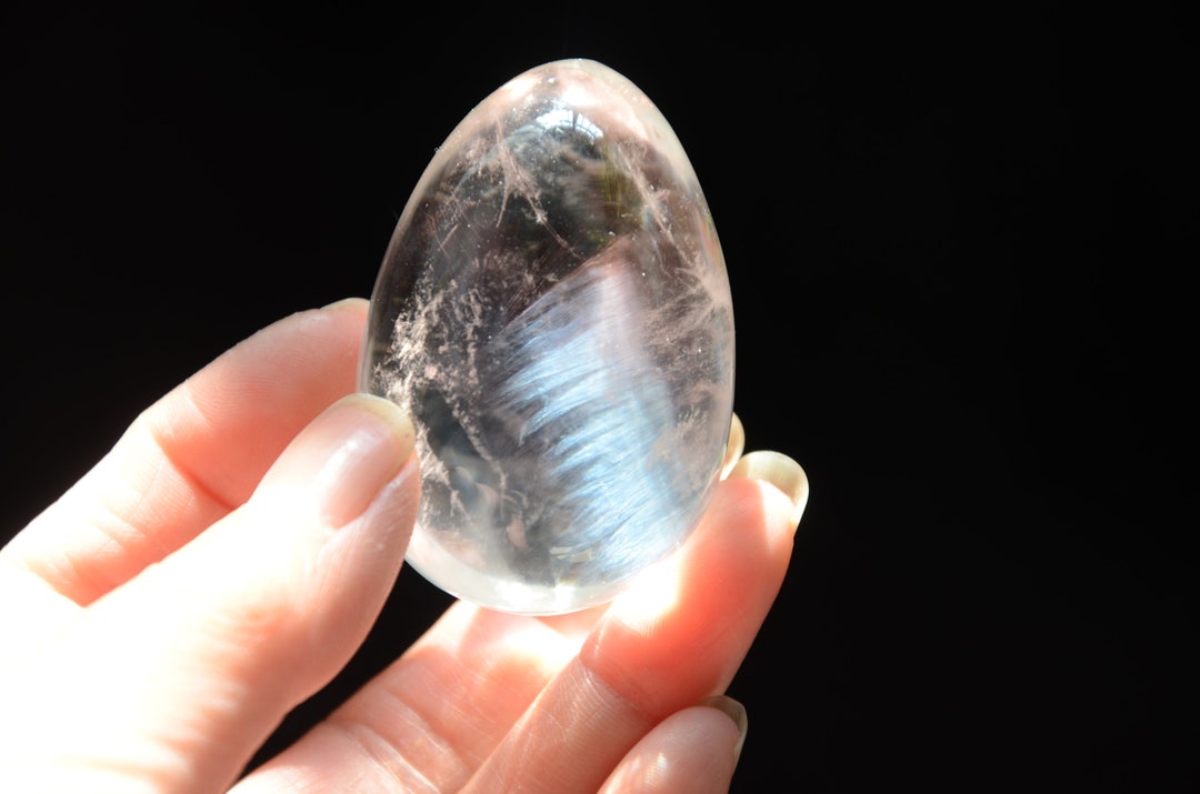Rare Madagascar Natural Clear Blue Rutile Egg Orb Gem 2 Inch Healing ...