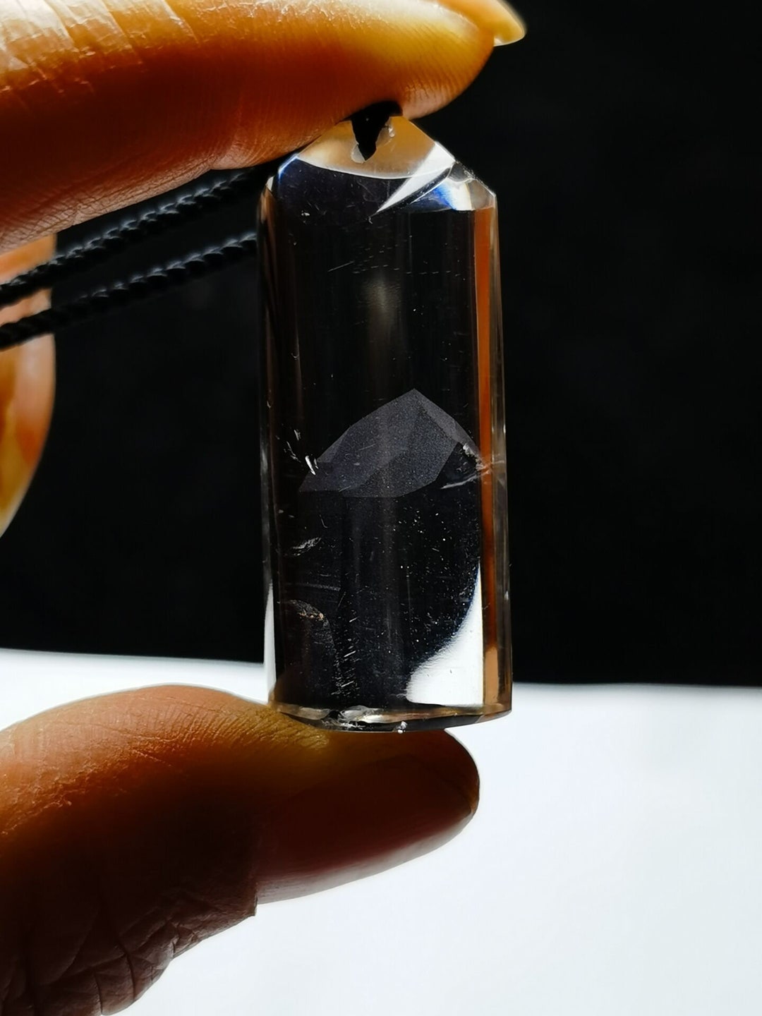 Tibetan High Altitude Clear Phantom Crystal Quartz Pendant 1.41 Inch ...